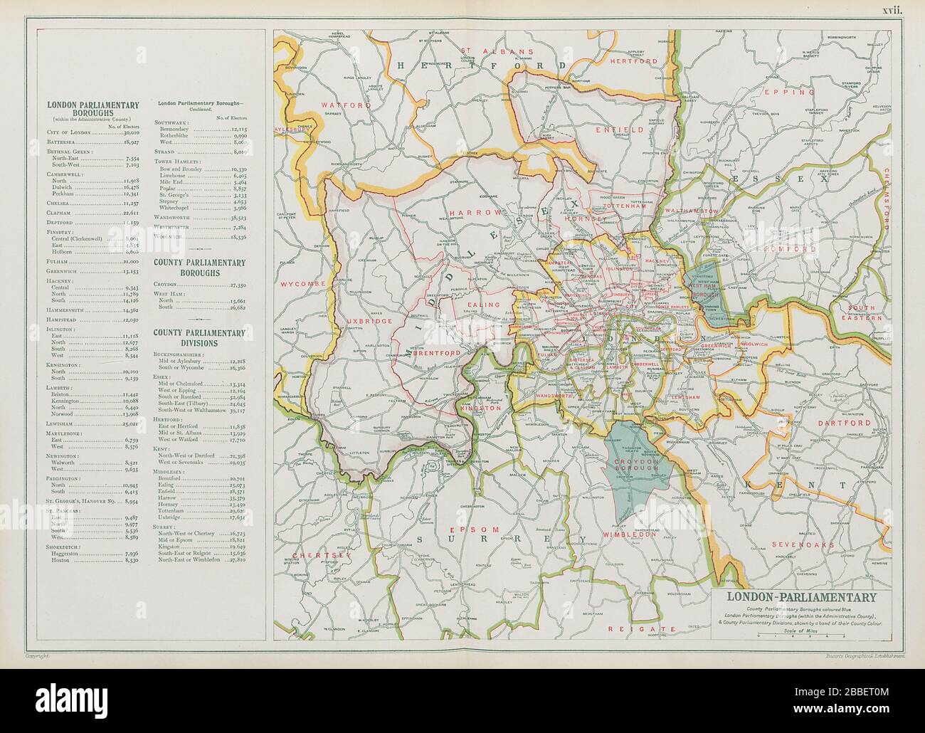 London constituencies map hi-res stock photography and images - Alamy