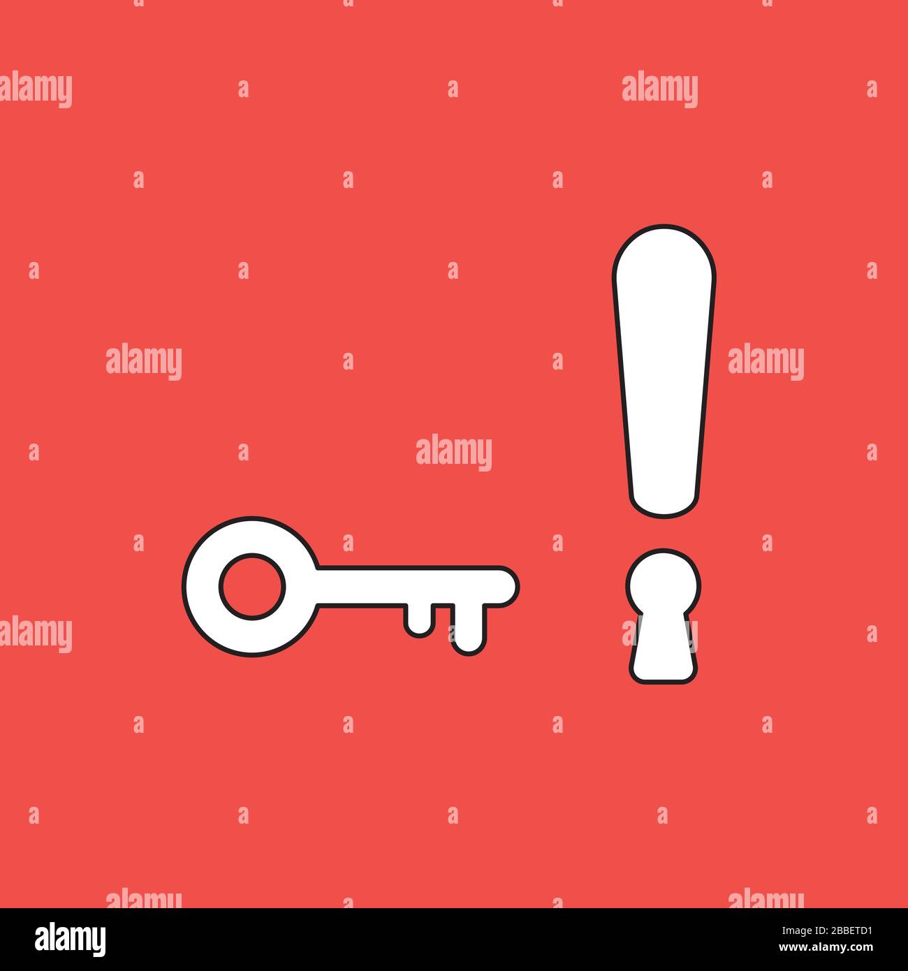 Vector illustration concept of exclamation mark with keyhole and key ...