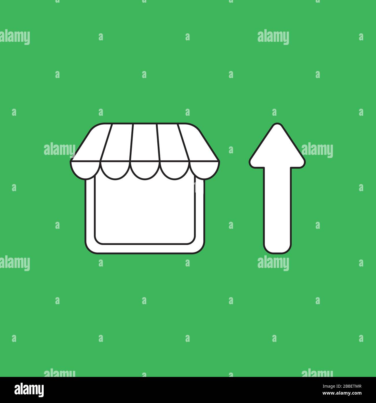 Vector illustration concept of shop or store with arrow moving up ...