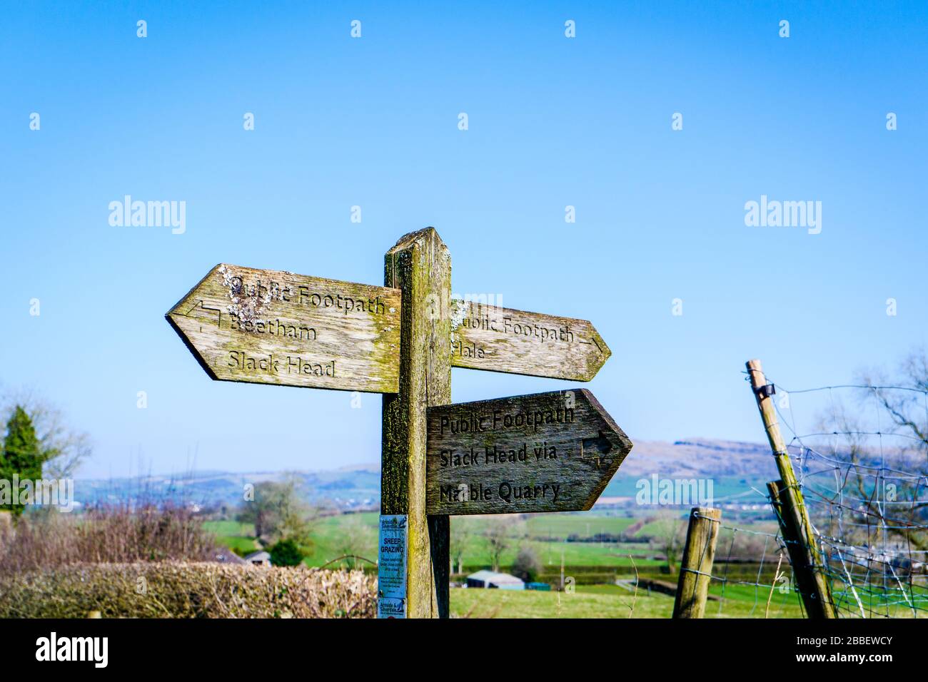 Footpath marker tree yellow arrow hi-res stock photography and images ...