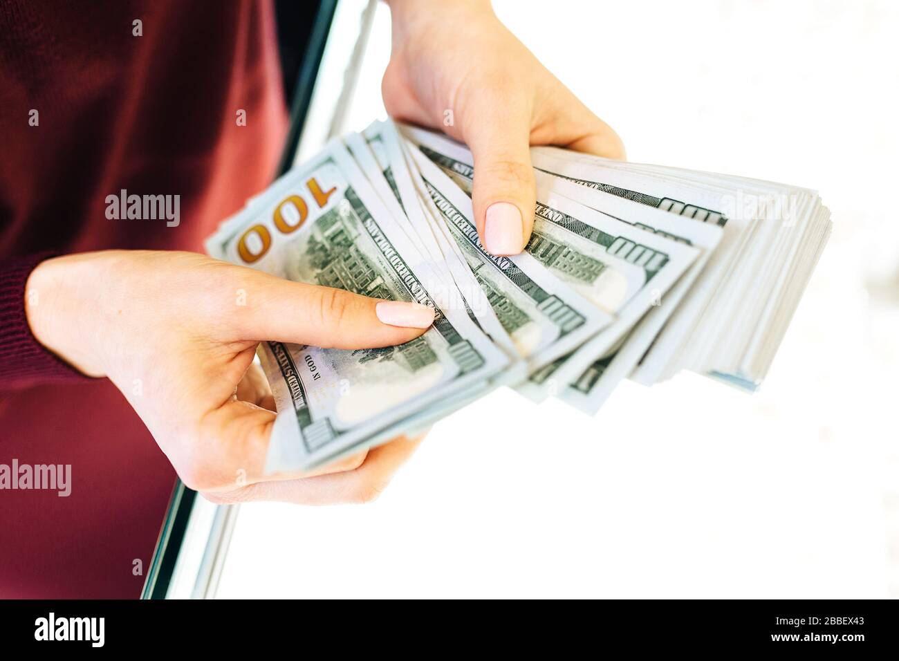 Woman counting money banknotes.Concept photo of money, banking ...
