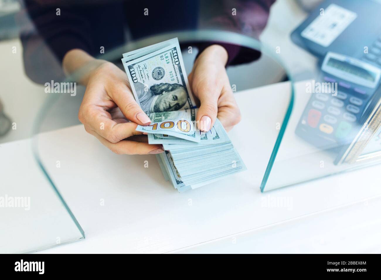 Woman counting money banknotes.Concept photo of money, banking ...