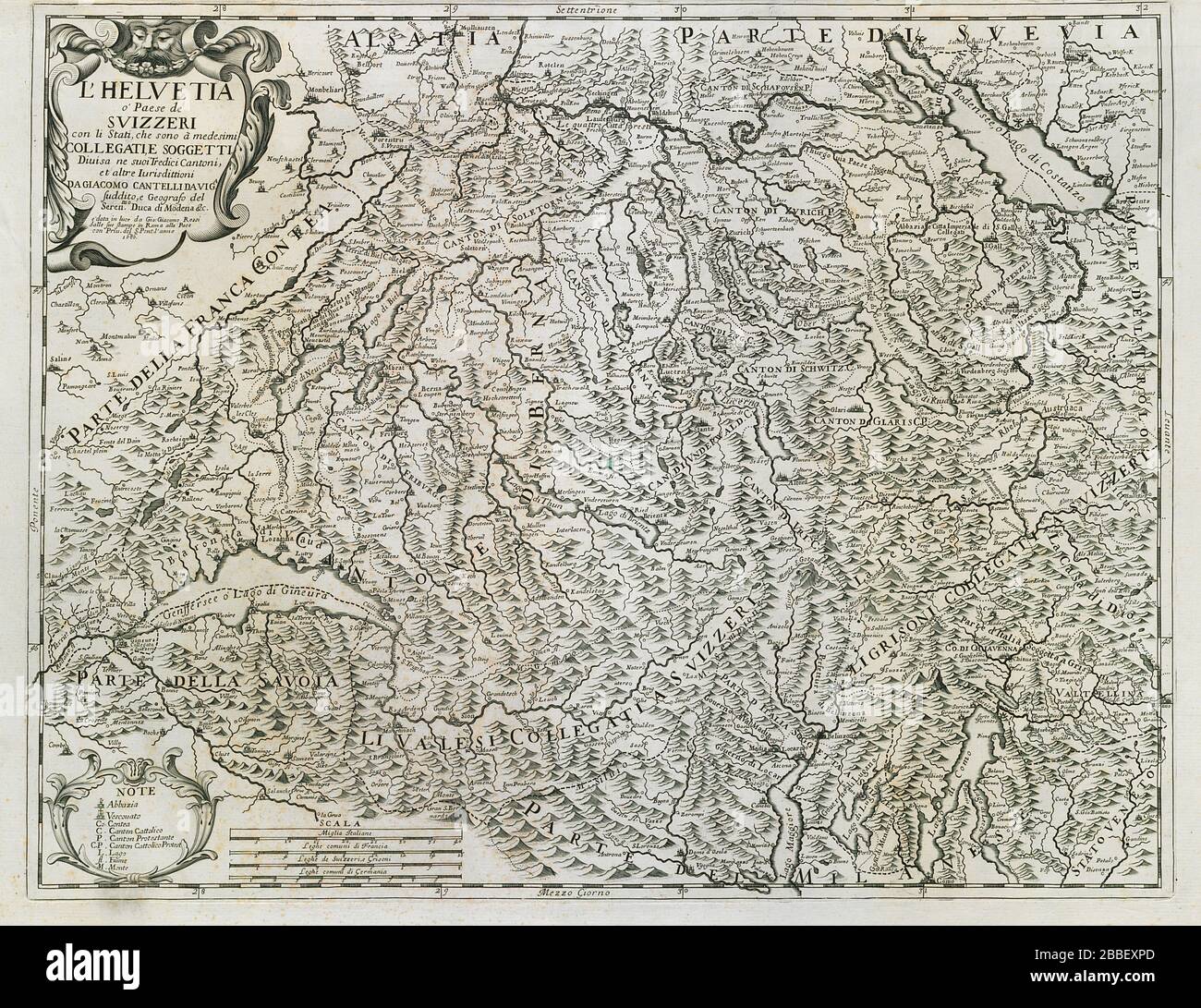 L'Helvetia o'Paese de Svizzeri. Switzerland Suisse. DE ROSSI / CANTELLI ...