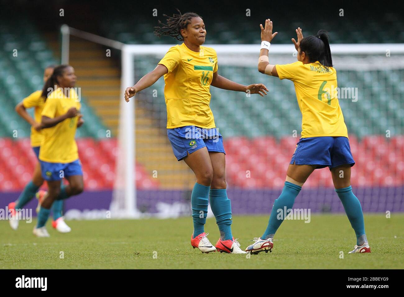 RENATA COSTA of Brazil scores the second goal and celebrates Stock ...