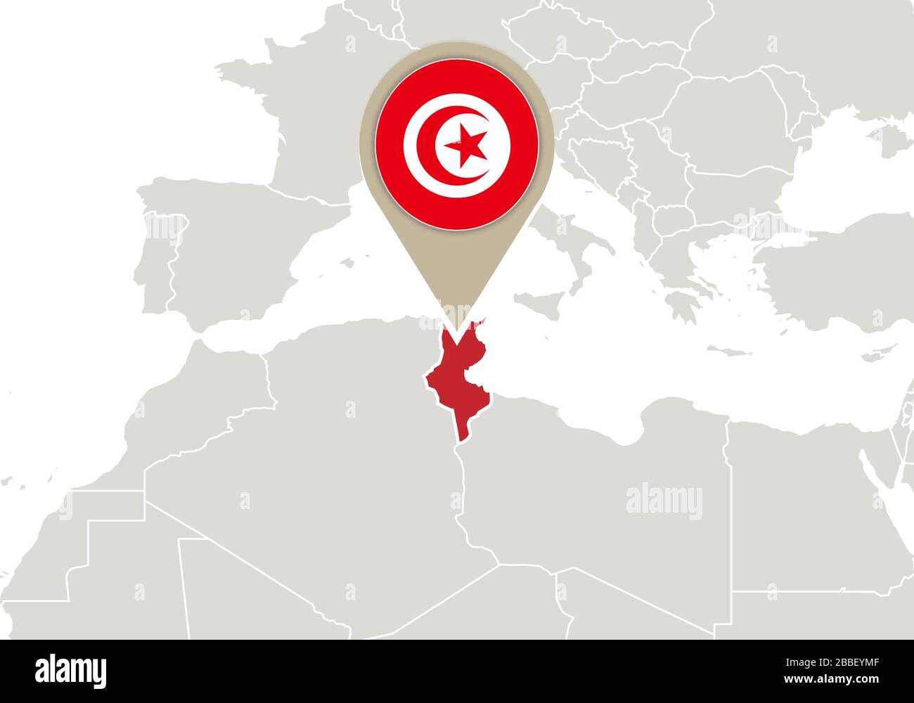 Africa With Highlighted Tunisia Map And Flag Stock Vector Image And Art