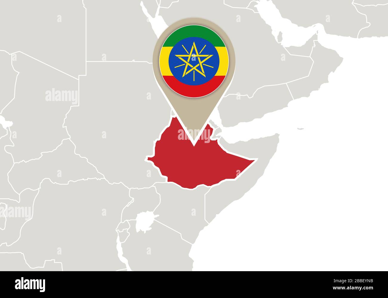 Africa with highlighted Ethiopia map and flag Stock Vector Image & Art ...