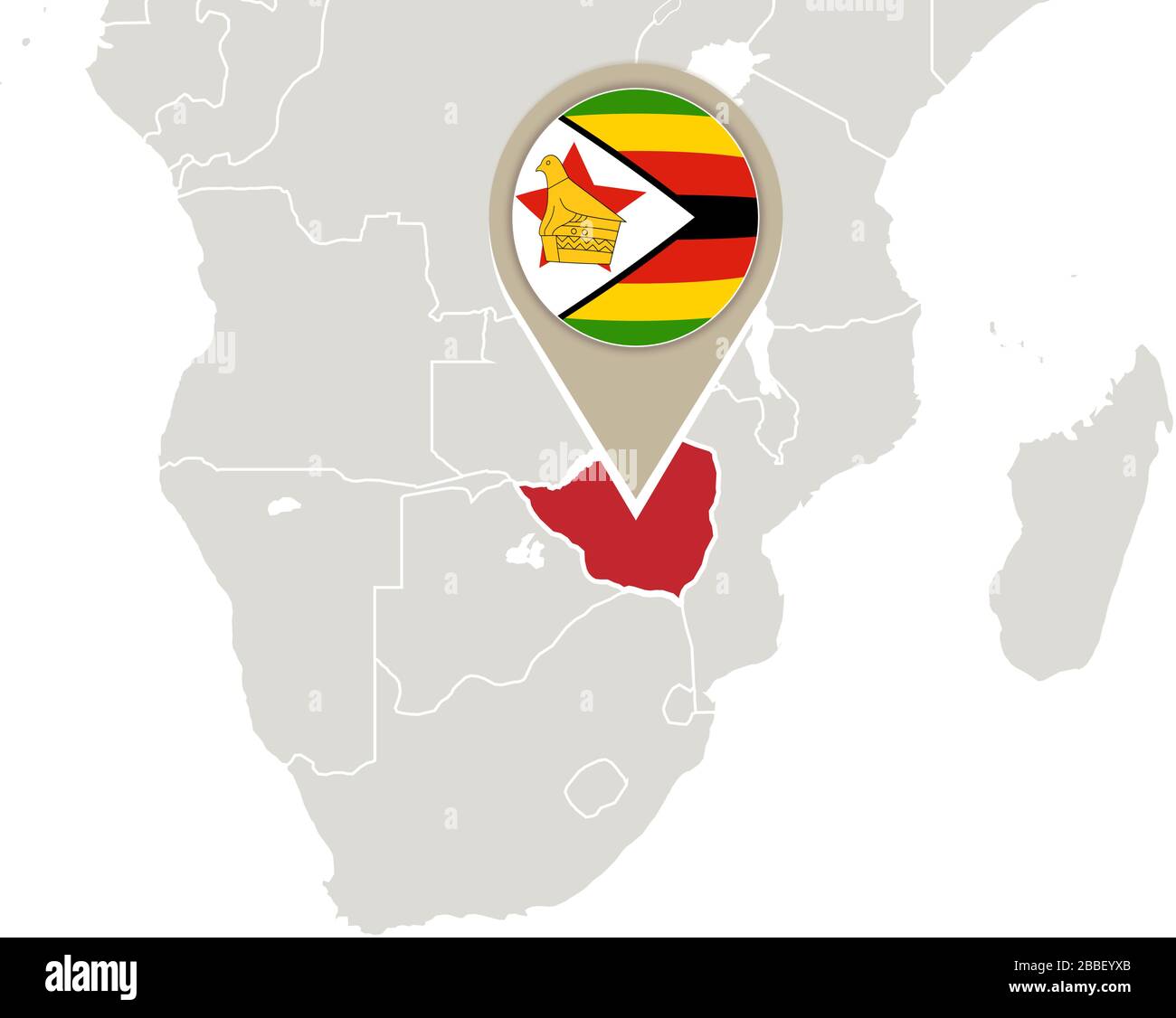 Africa With Highlighted Zimbabwe Map And Flag Stock Vector Image And Art