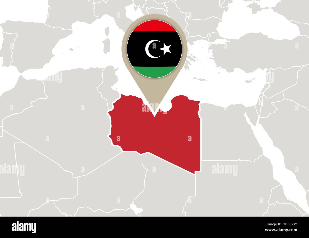 Africa with highlighted Libya map and flag Stock Vector Image & Art - Alamy