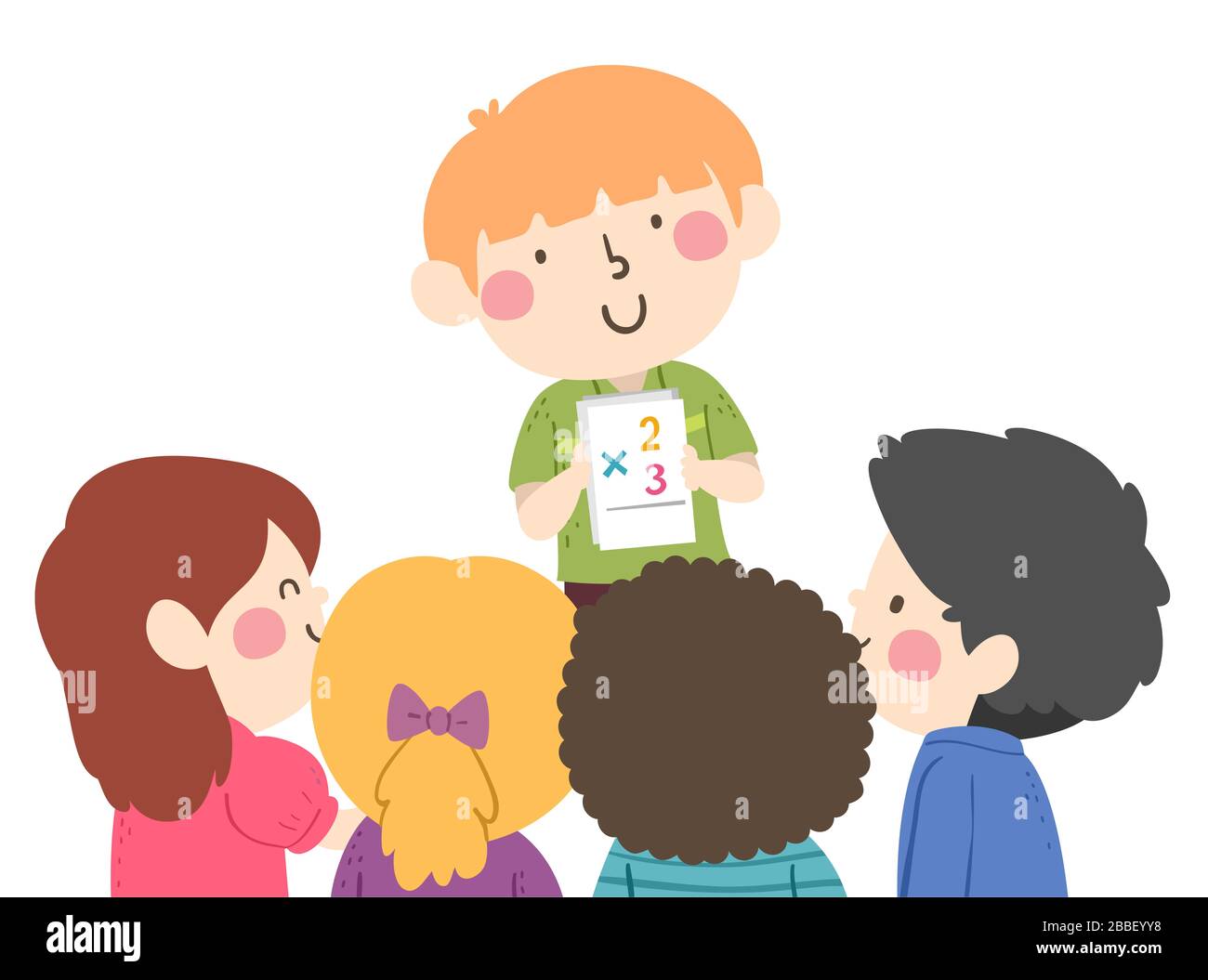 Illustration of a Kid Boy Student Asking a Math Question Using Flash ...