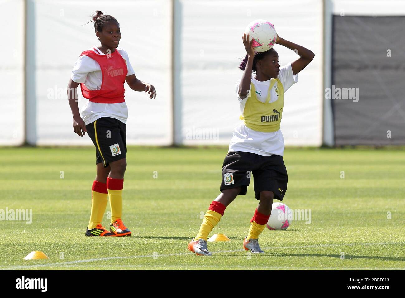 Cameroon Women are seen during a training session at Cardiff University ...