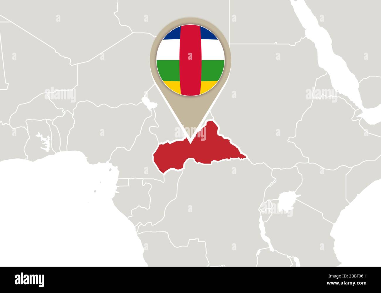 Africa with highlighted Central African Republic map and flag Stock ...