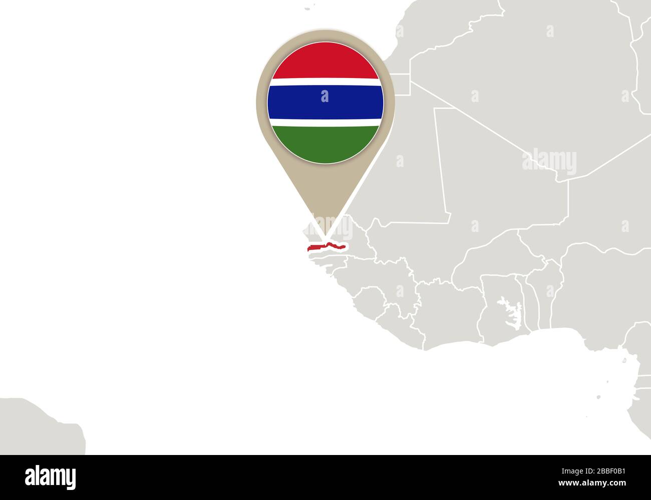 Africa With Highlighted Gambia Map And Flag Stock Vector Image And Art