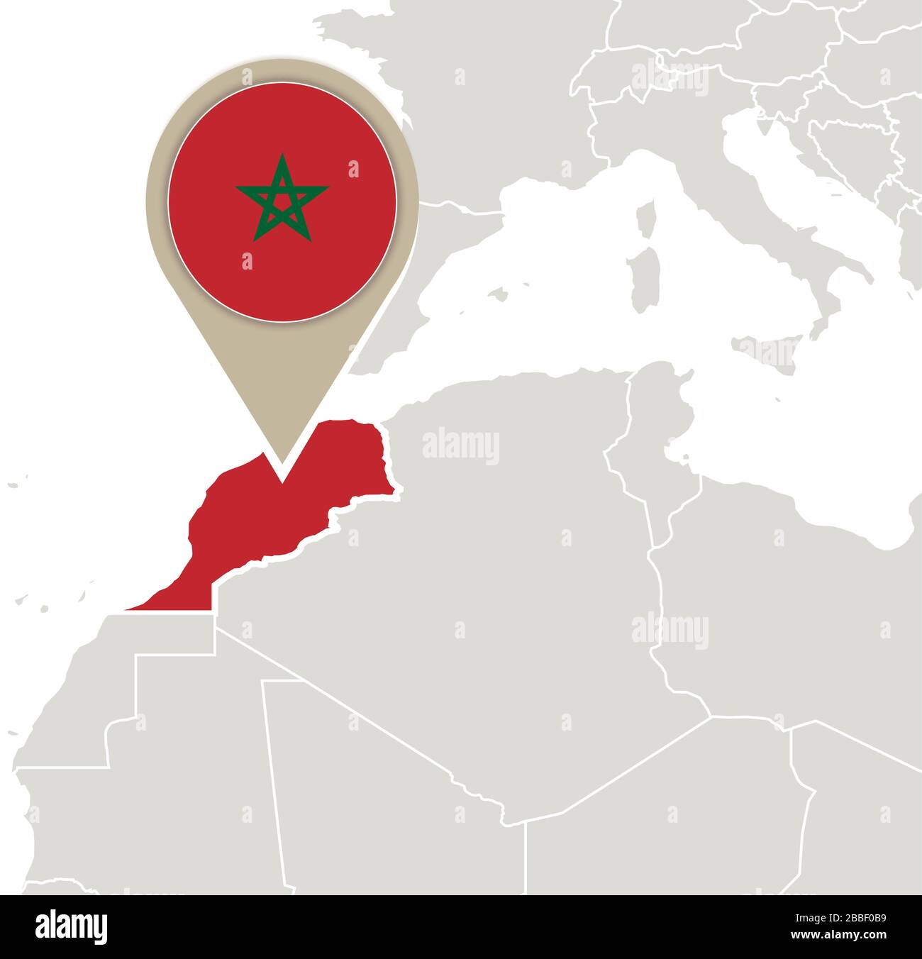Africa with highlighted Morocco map and flag Stock Vector Image & Art - Alamy