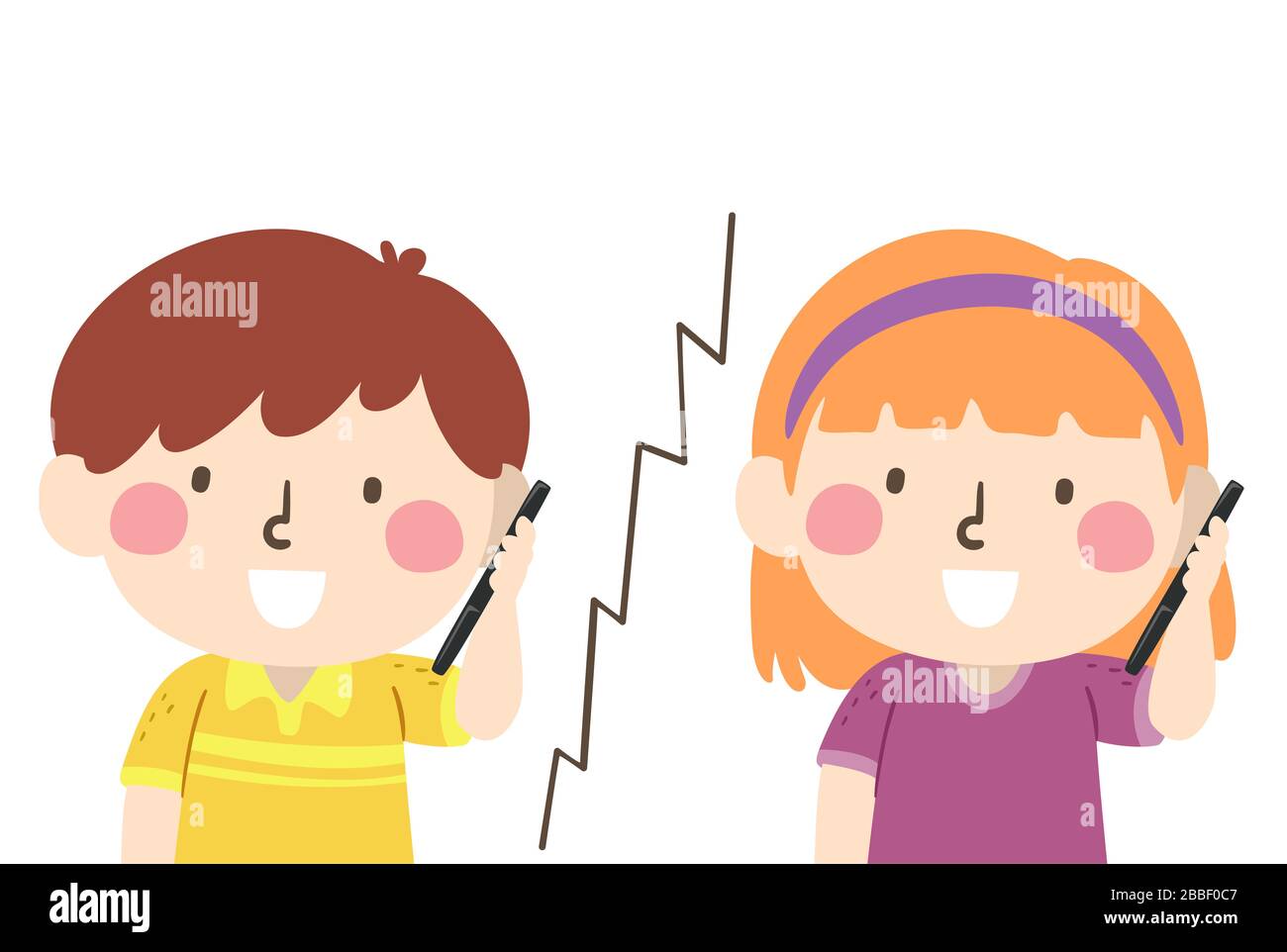 Illustration of Kids Using Mobile Phones and Talking to Each Other ...