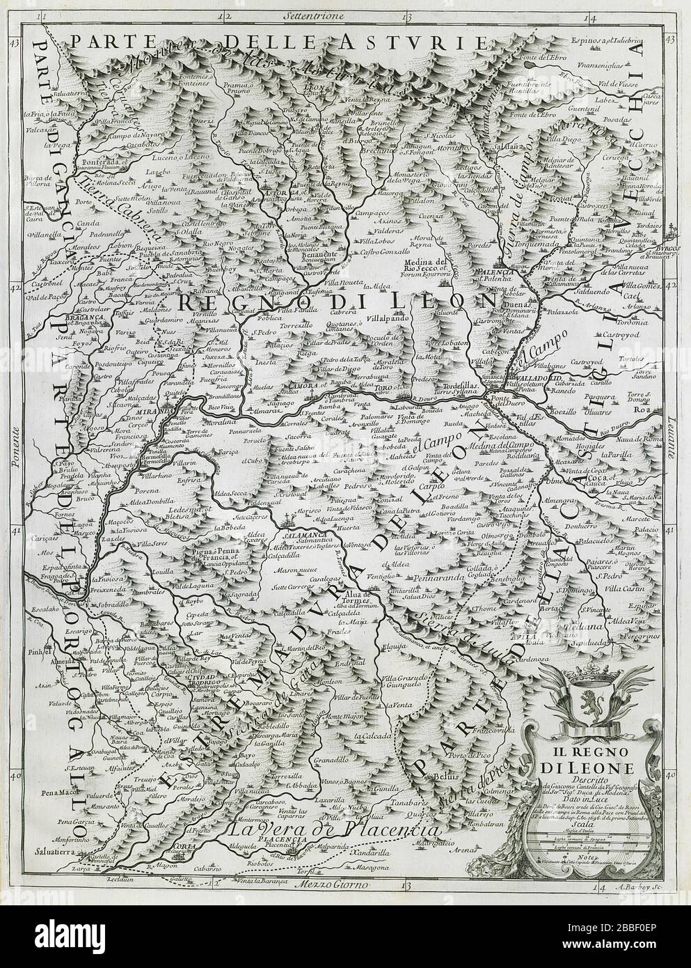 Il Regno di Leone. The Kingdom of León. Spain. DE ROSSI / CANTELLI 1696 ...