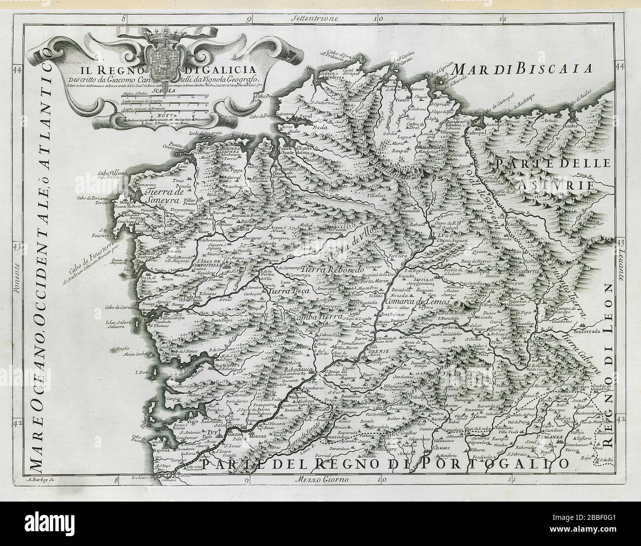 Il Regno di Galicia. Kingdom of Galicia. NW Spain. DE ROSSI / CANTELLI ...