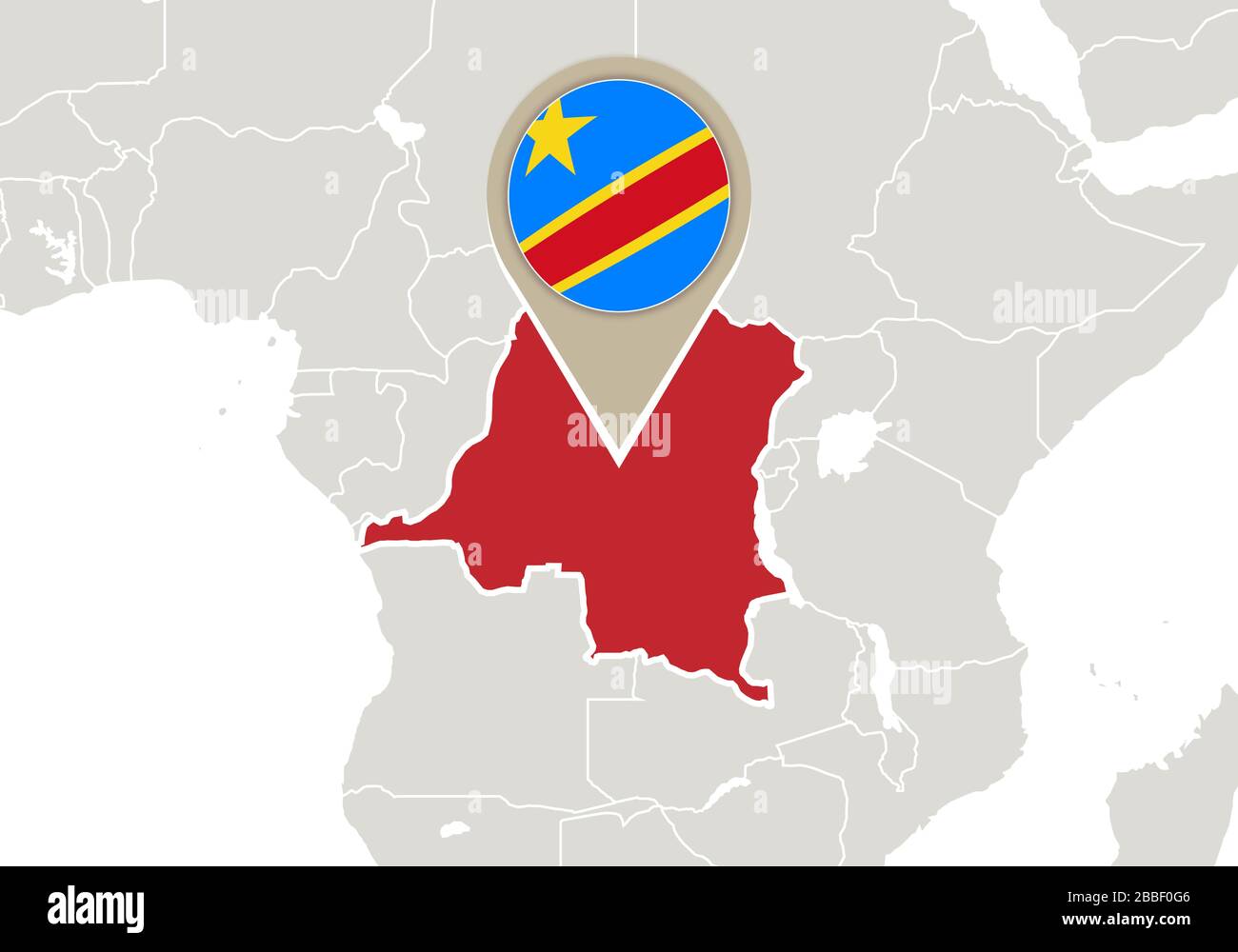 Africa with highlighted DR Congo map and flag Stock Vector Image & Art ...
