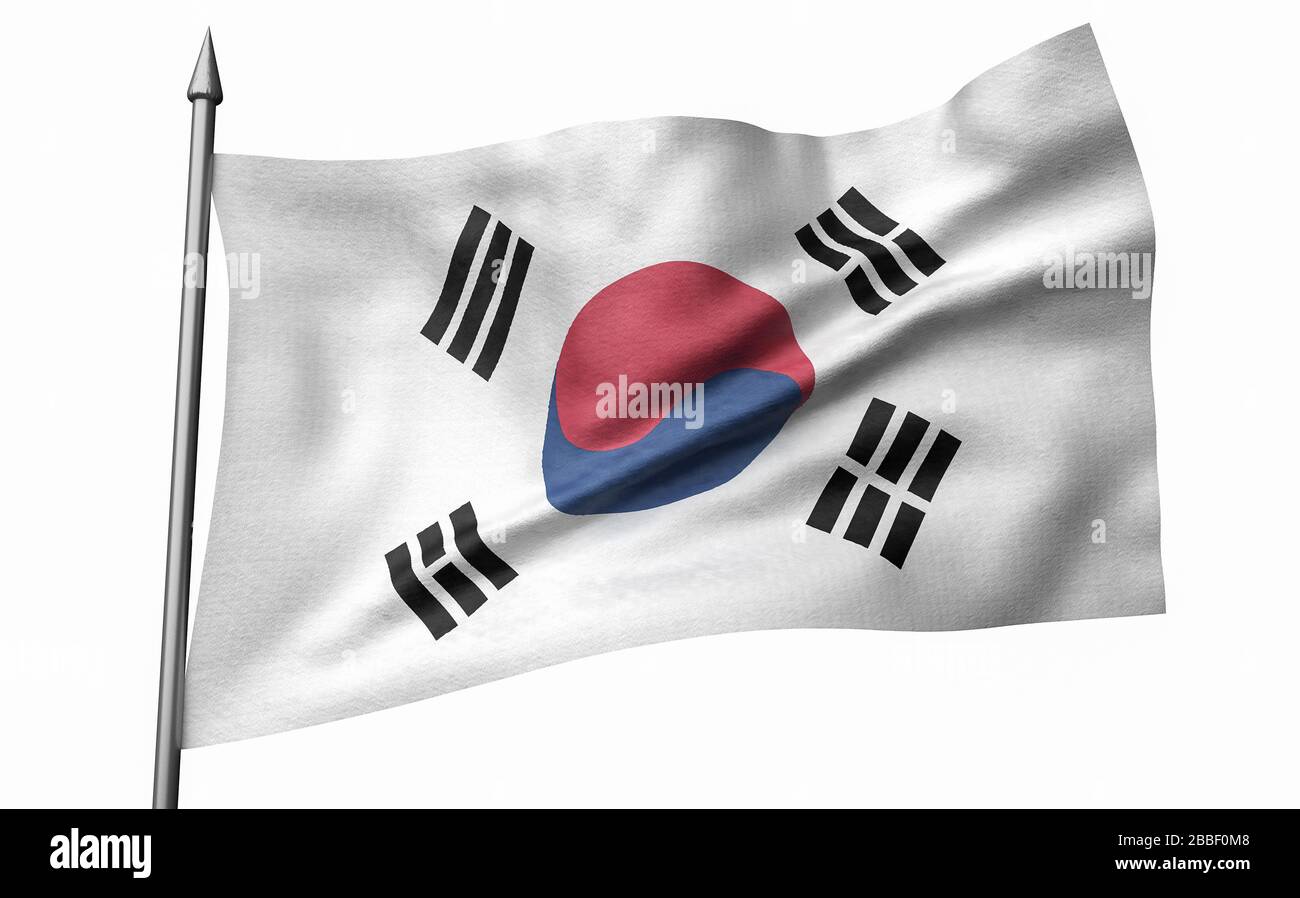 3D Render of Flagpole with South Korea Flag Stock Photo - Alamy