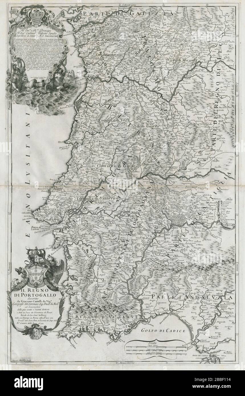 Il Regno di Portogallo. Kingdom of Portugal. DE ROSSI / CANTELLI 1692 ...