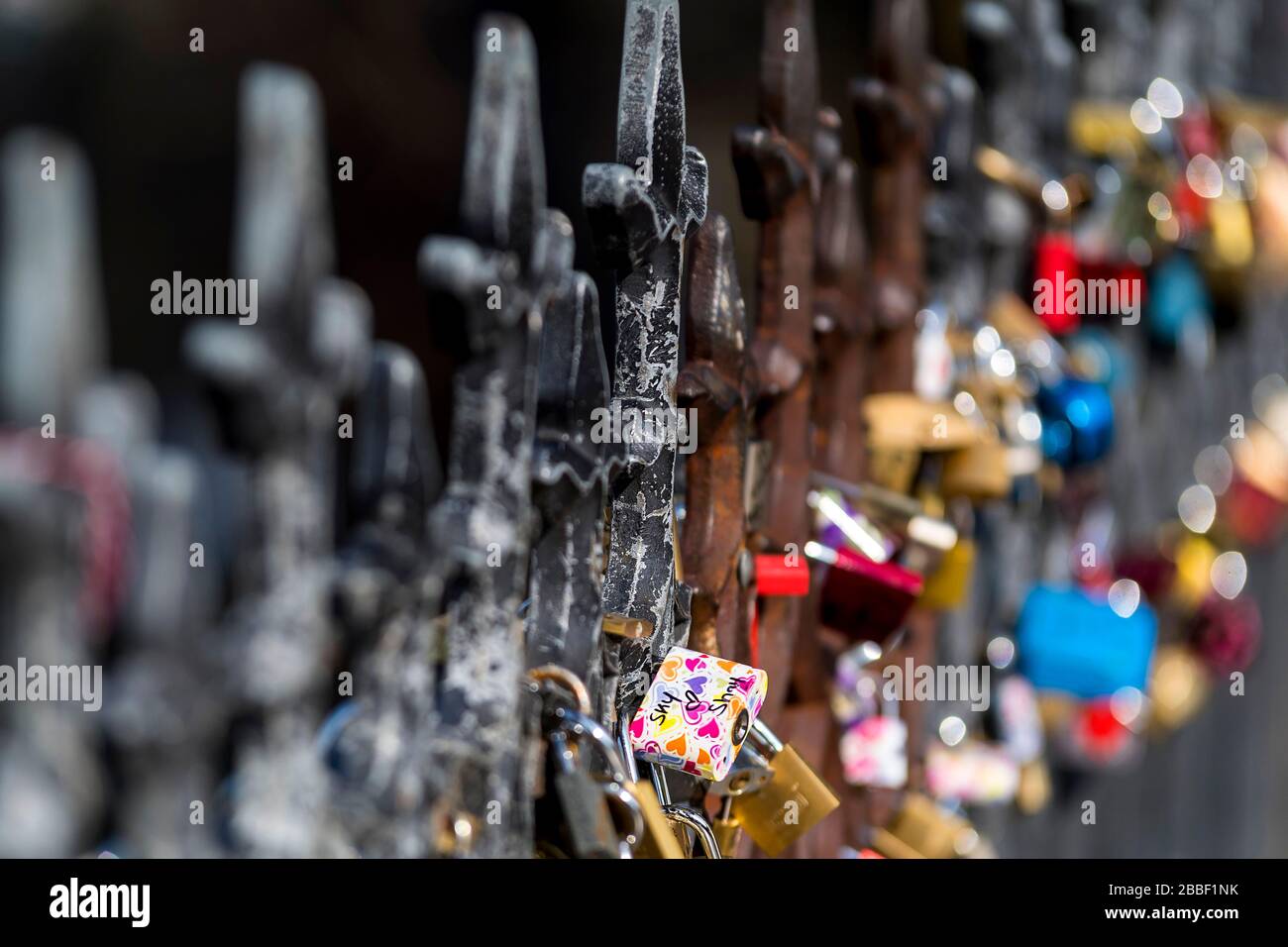 love locks in Prague Stock Photo - Alamy