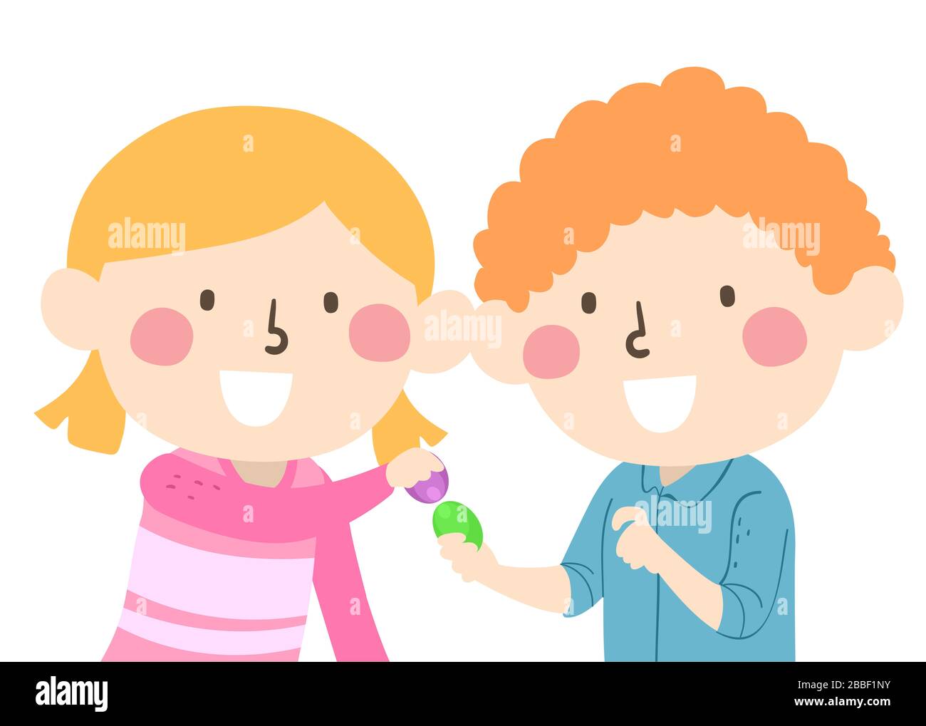 Illustration of Kids Holding Easter Egg and Playing Egg Tapping or ...