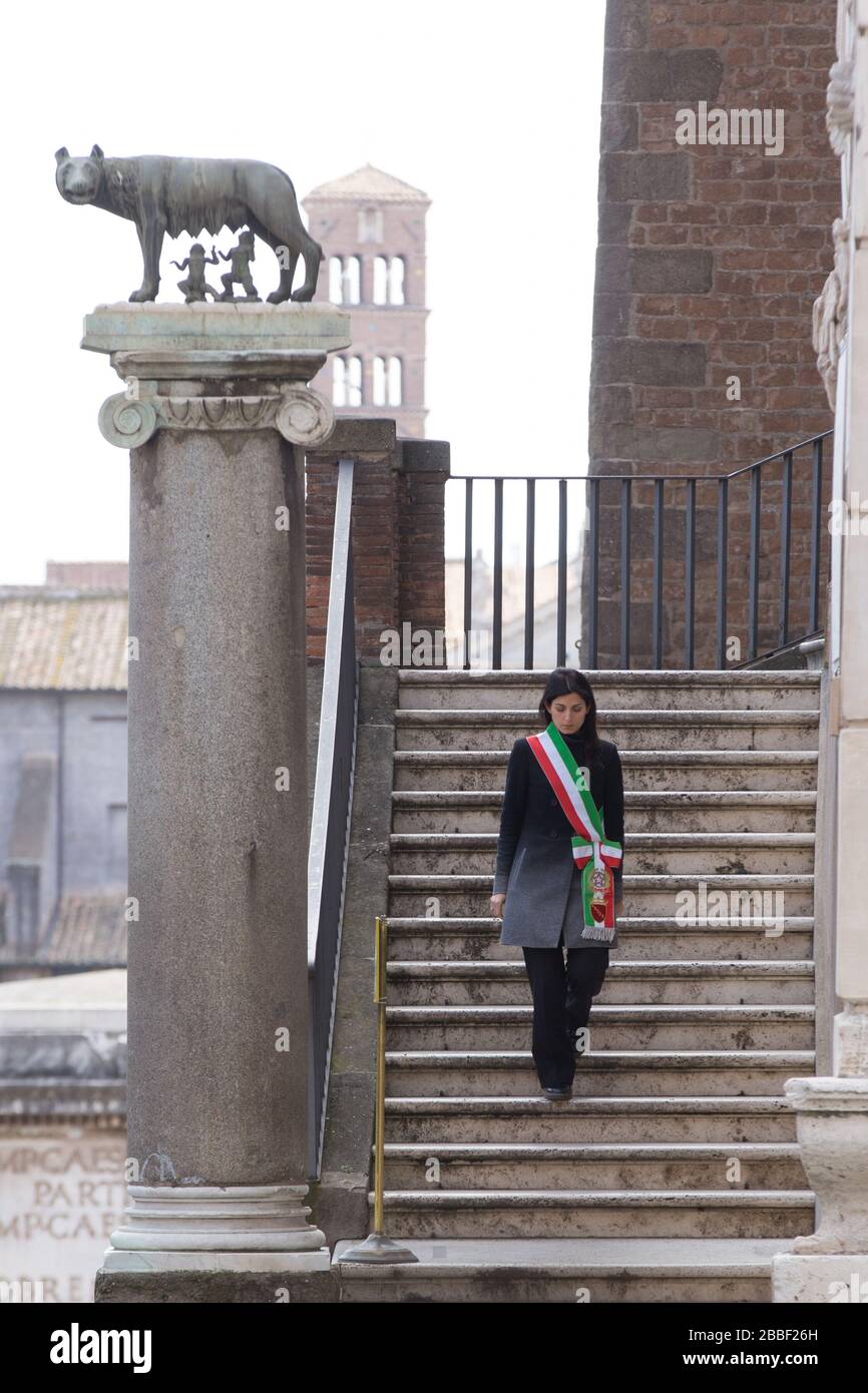 Roma, Italy. 31st Mar, 2020. Mayor of Rome, Virginia Raggi (Photo by ...