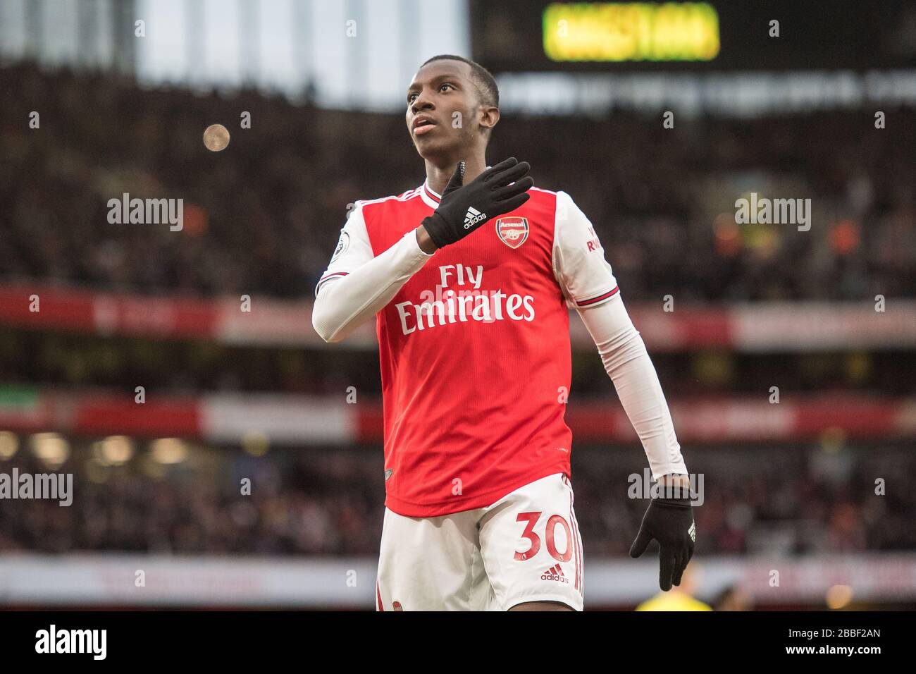 LONDON, ENGLAND - FEBRUARY 23: Eddie Nketiah of Arsenal FC celebrate ...