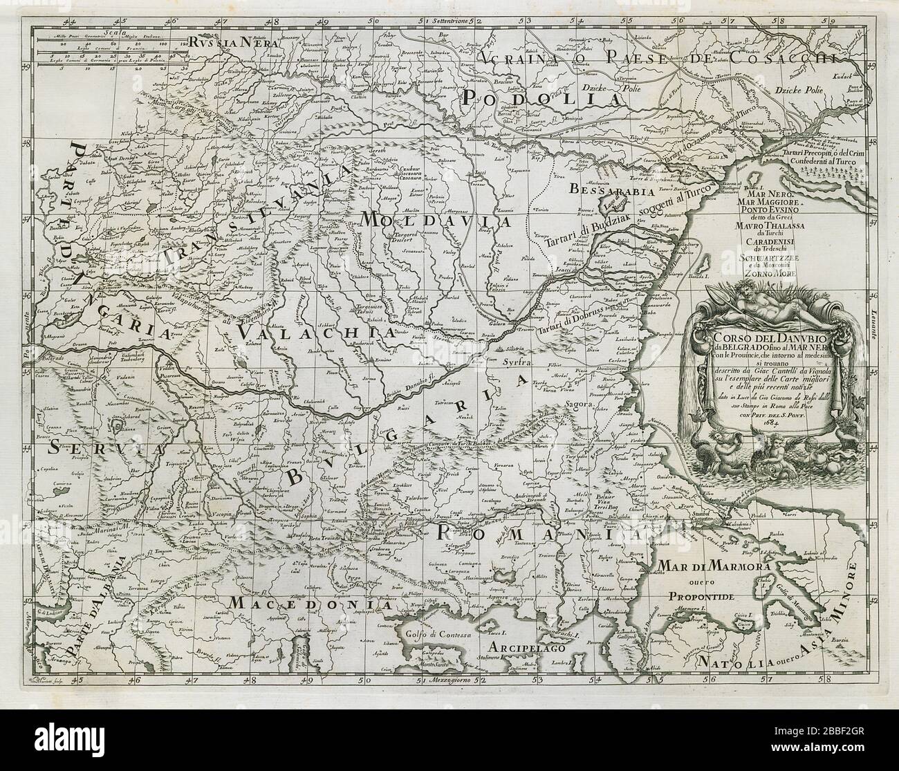 Corso del Danubio da Belgrado fino al Mar Ner. Danube. ROSSI / CANTELLI ...