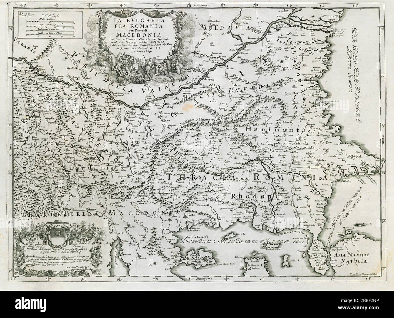 La Bulgaria e La Romania con parte di Macedonia. Thrace. ROSSI/CANTELLI ...