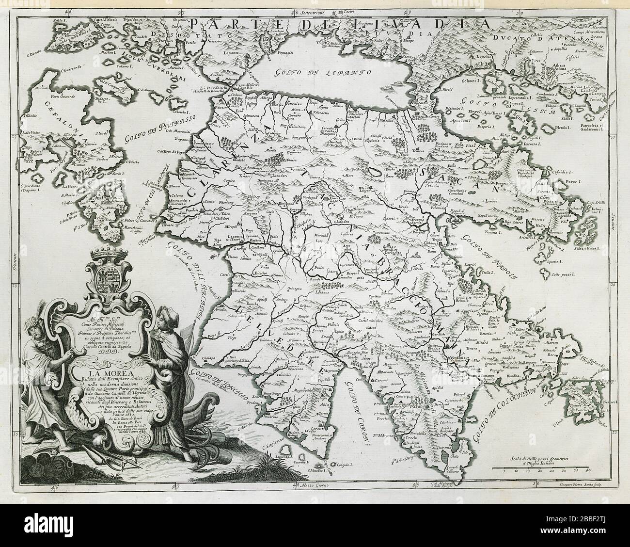 La Morea. Peloponnese. Greece. DE ROSSI / CANTELLI DE VIGNOLA 1686 old ...