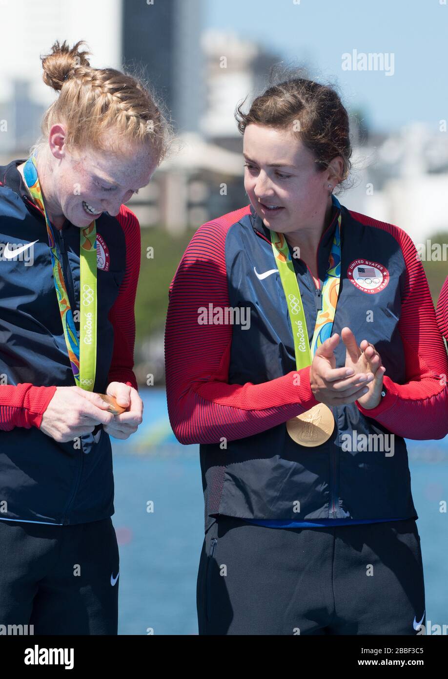 Rio de Janeiro. BRAZIL USA W8+. Gold Medalist Bow. left. Emily REGAN ...