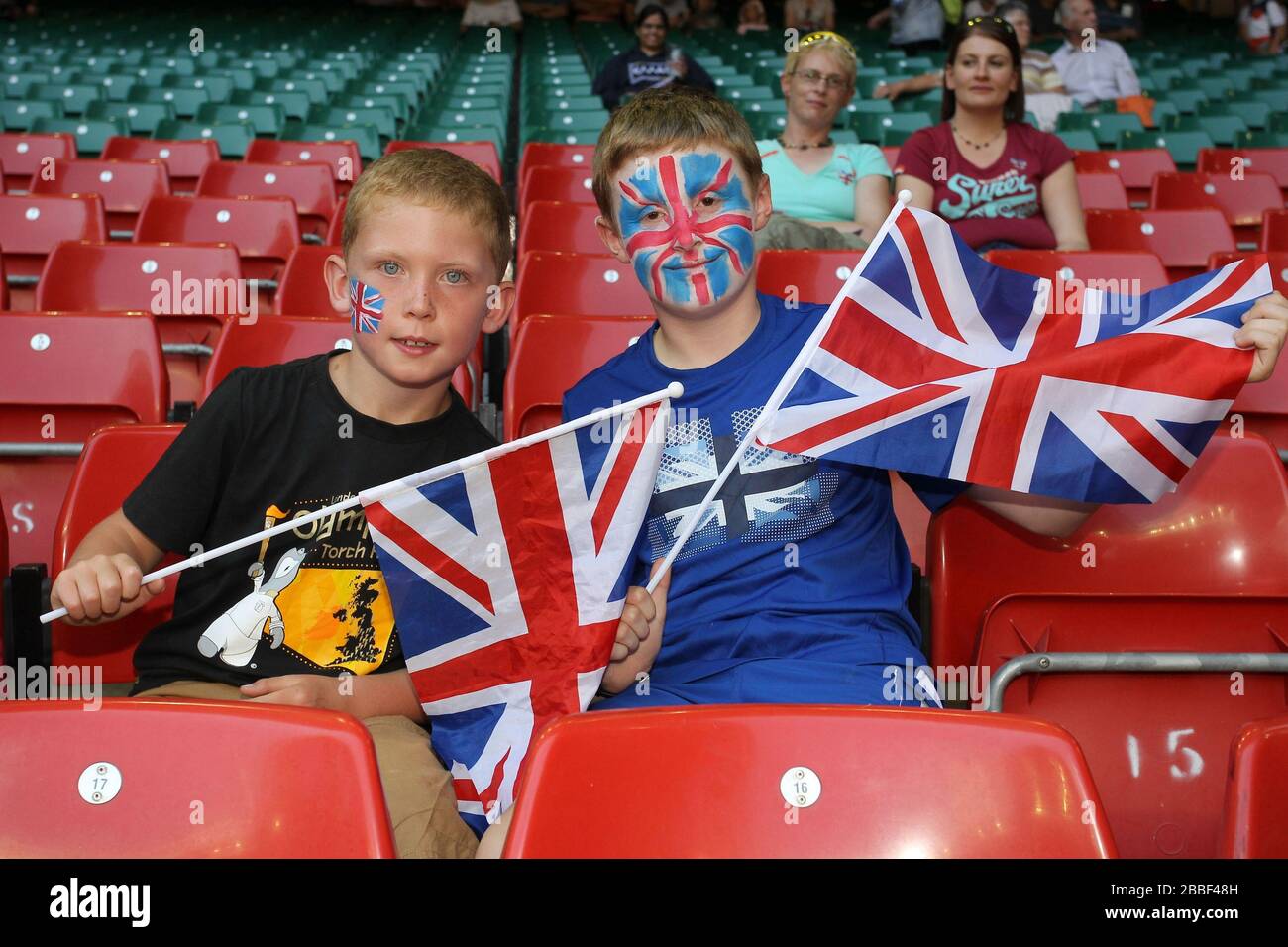 Fans get ready for the start of the Olympics Stock Photo - Alamy