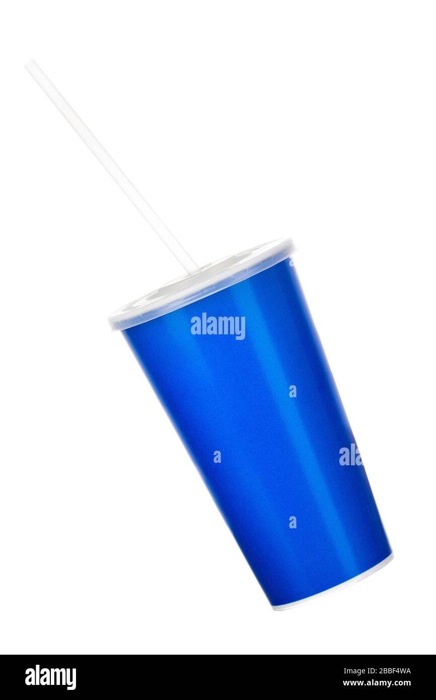 Blue cup with cap and tube isolated on white background. Concept of ...