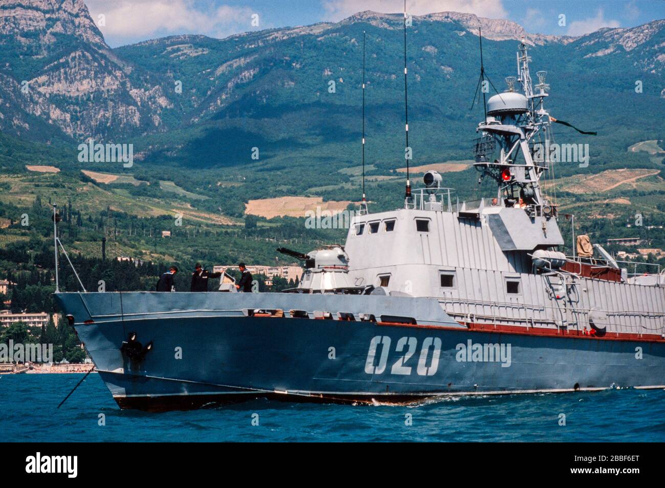 1990 KGB border parol vessel on the Black Sea, the Crimea, USSR, August ...