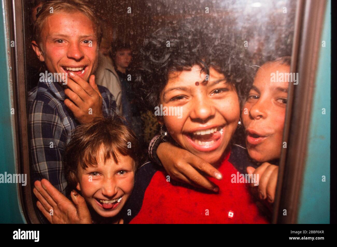 Gypsy children playing on the subway, Moscow, May 1990 Stock Photo - Alamy