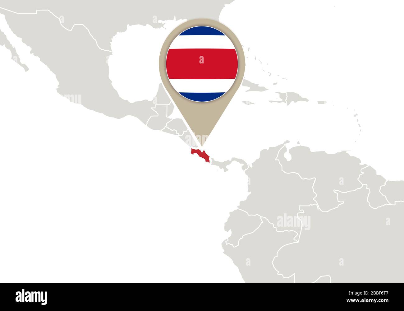 Map with highlighted Costa Rica map and flag Stock Vector Image & Art ...