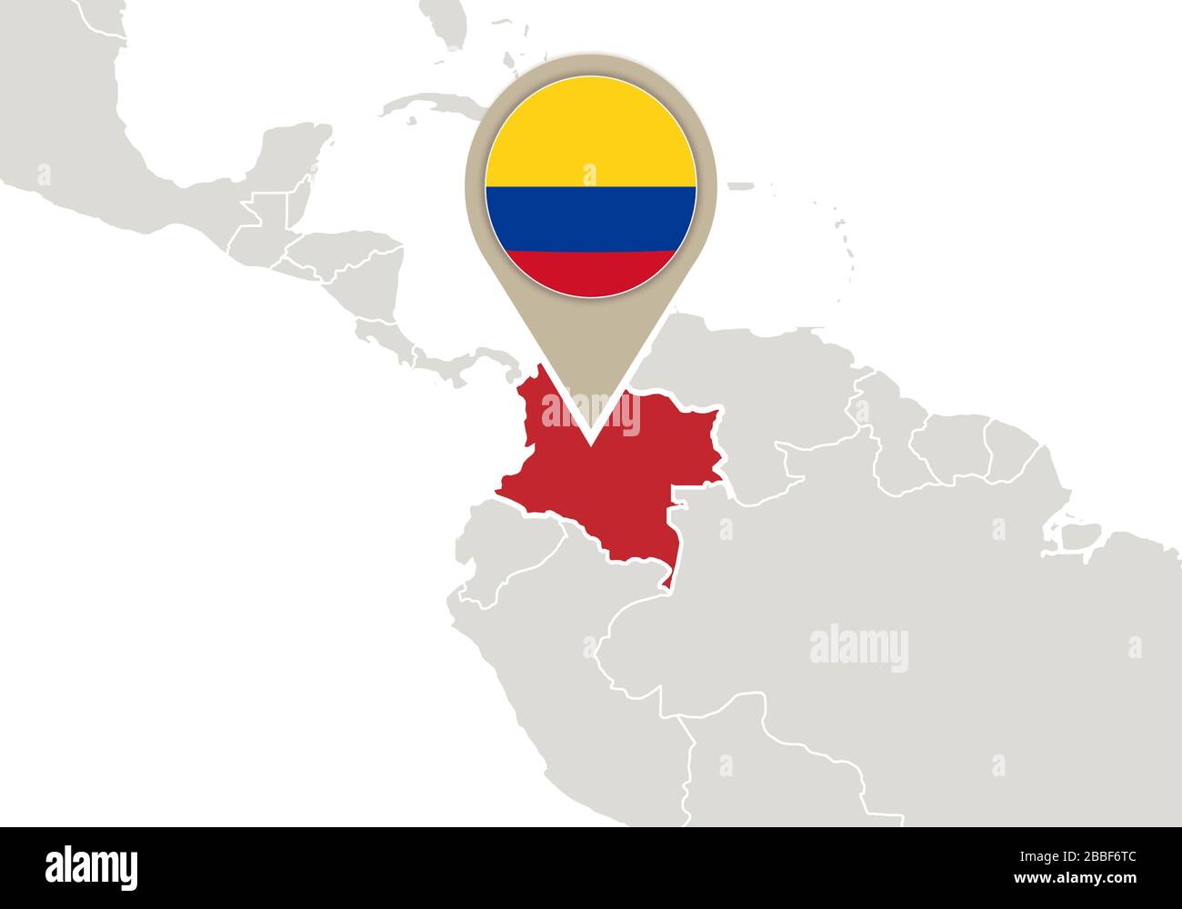 Map with highlighted Colombia map and flag Stock Vector Image & Art - Alamy