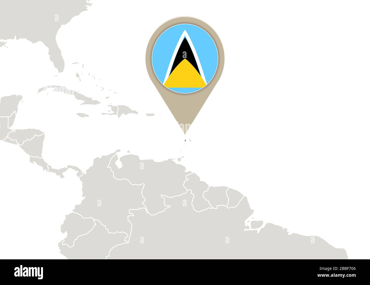 Map with highlighted Saint Lucia map and flag Stock Vector Image & Art ...