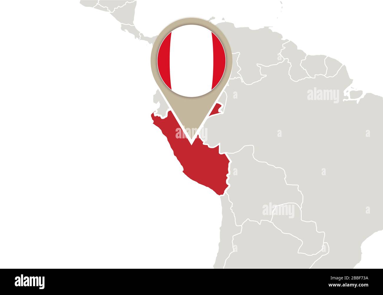 Map with highlighted Peru map and flag Stock Vector Image & Art - Alamy