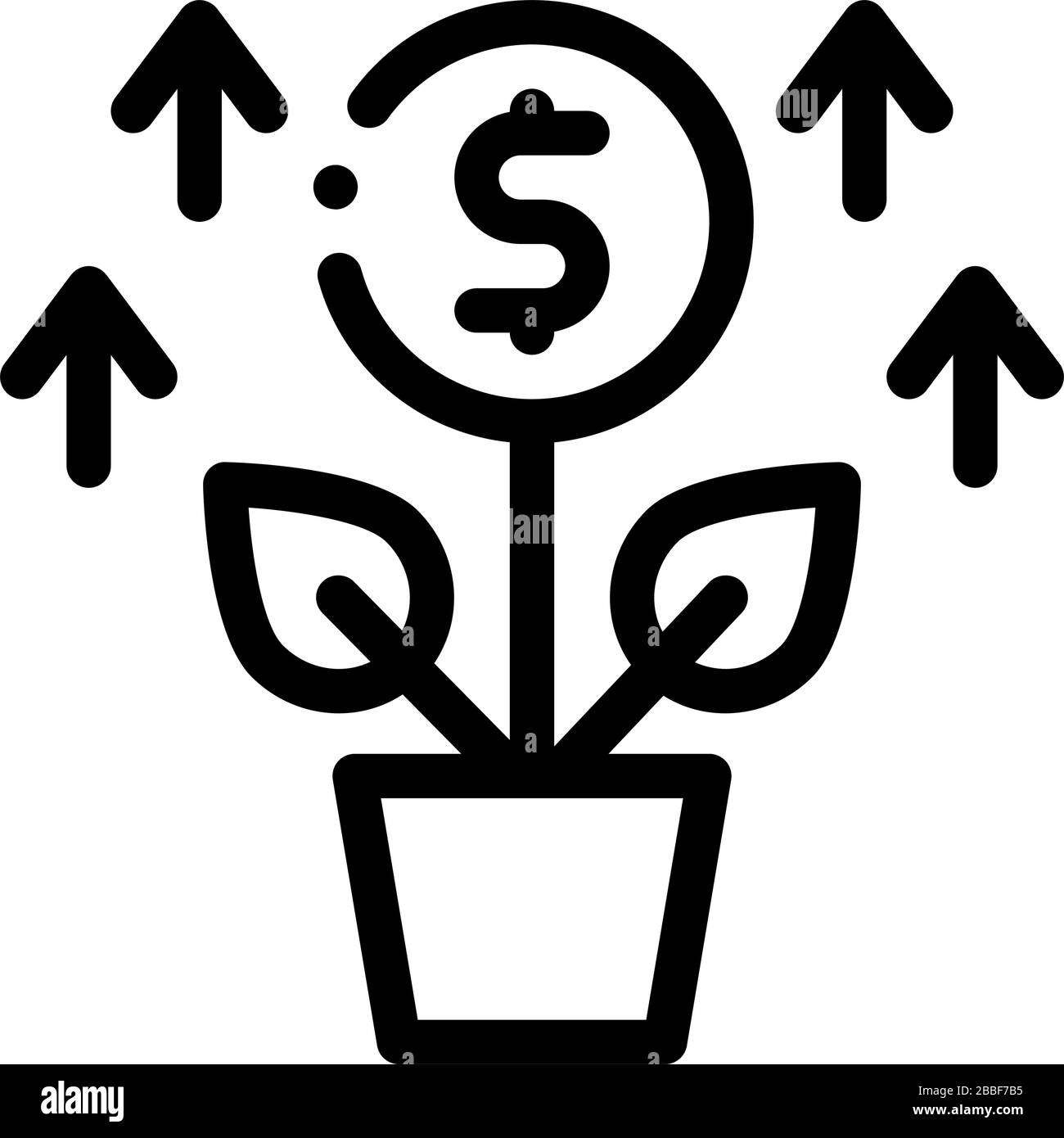 growing money tree icon vector outline illustration Stock Vector Image ...
