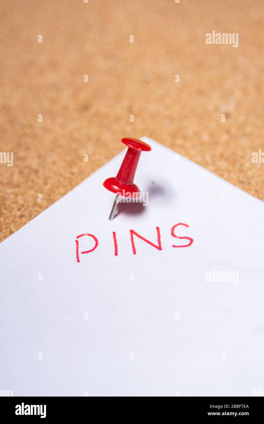 colourful pushpin stuck in the cork board in the background Stock Photo ...