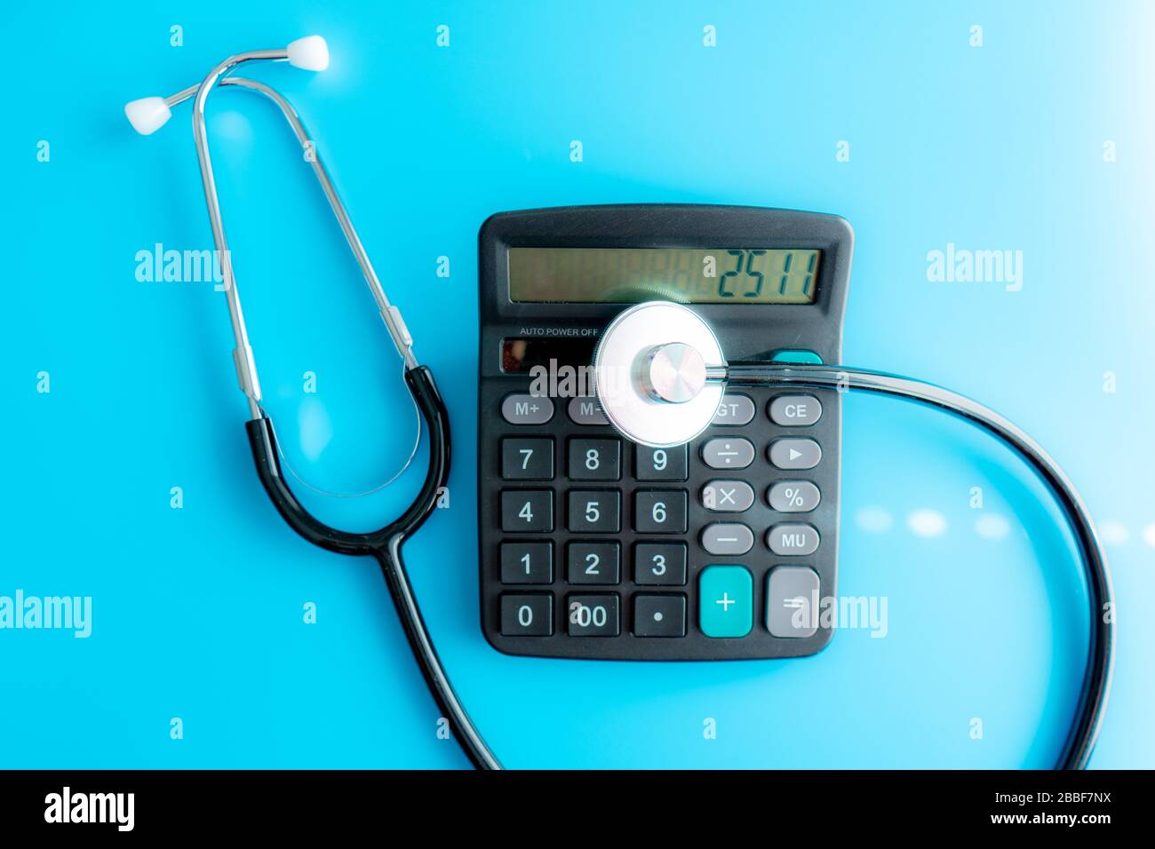 Health care costs. Stethoscope and calculator symbol for health care ...