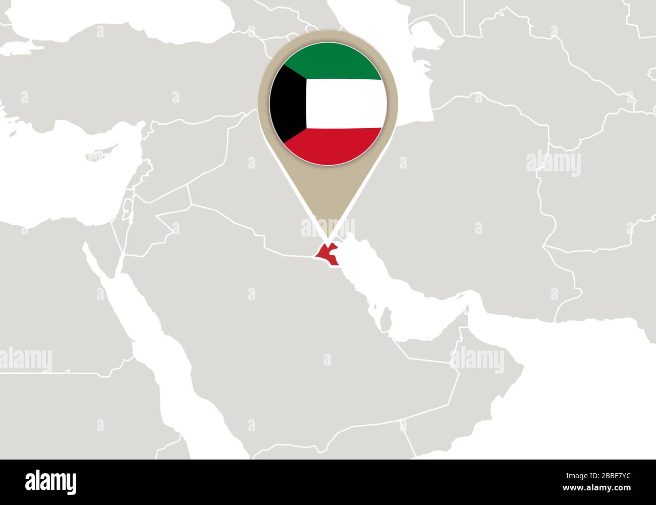Map with highlighted Kuwait map and flag Stock Vector Image & Art - Alamy