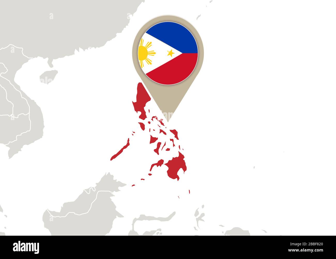 Map with highlighted Philippines map and flag Stock Vector Image & Art ...