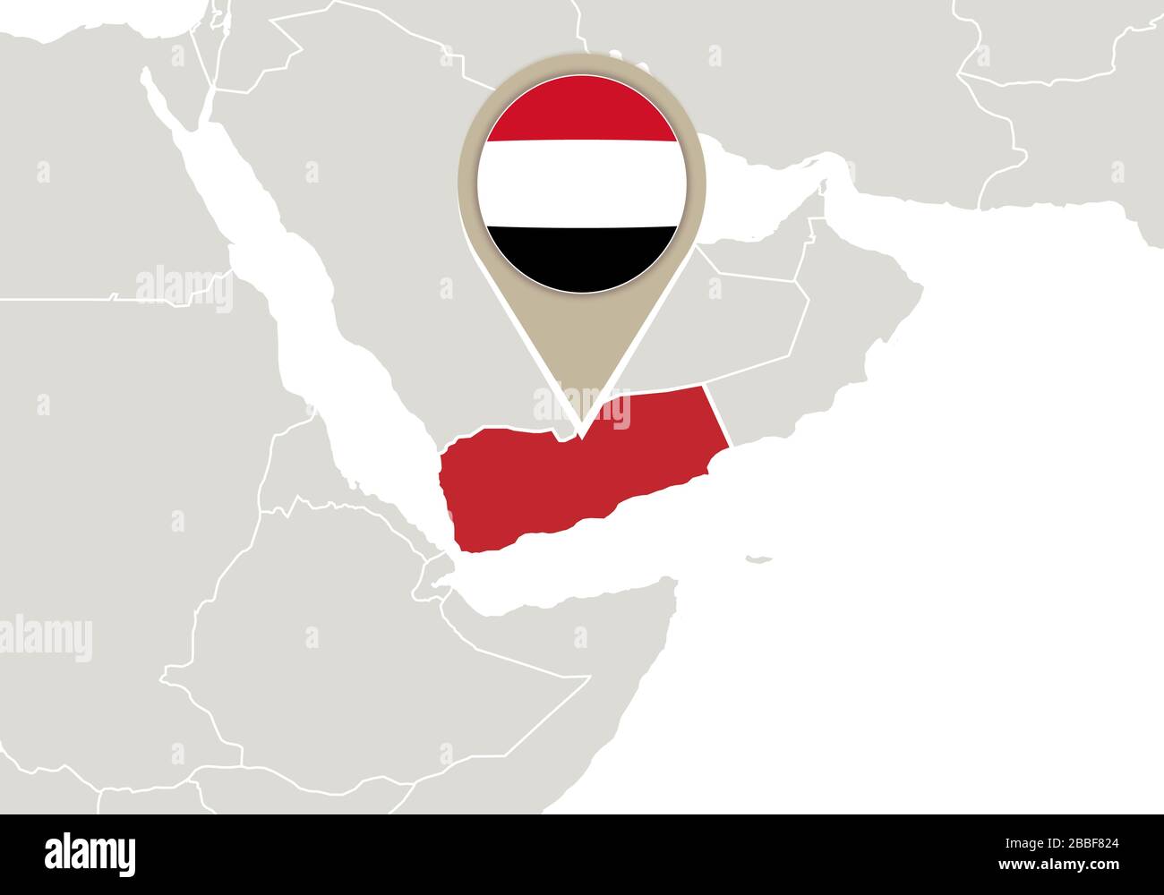 Map with highlighted Yemen map and flag Stock Vector Image & Art - Alamy