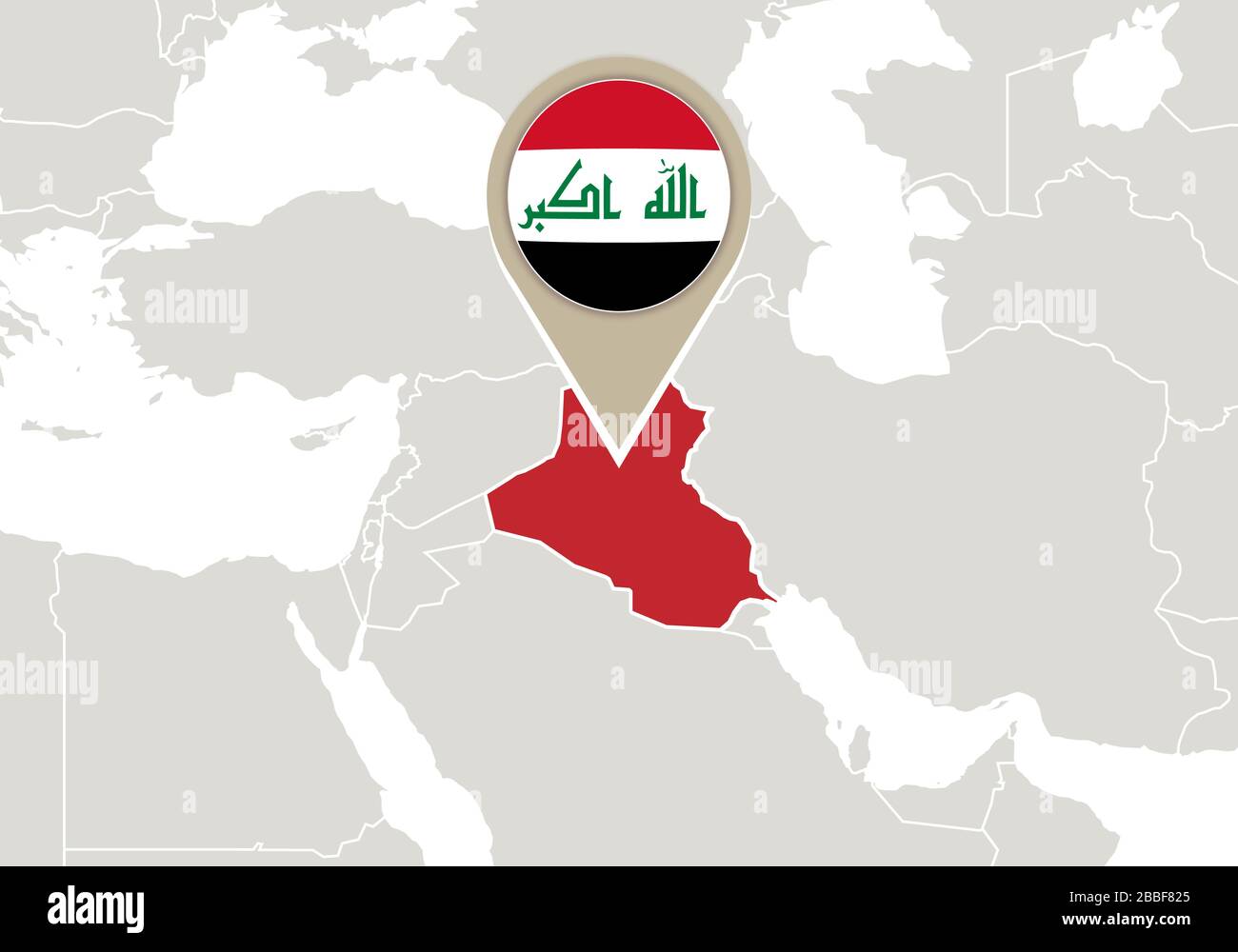 Map with highlighted Iraq map and flag Stock Vector Image & Art - Alamy
