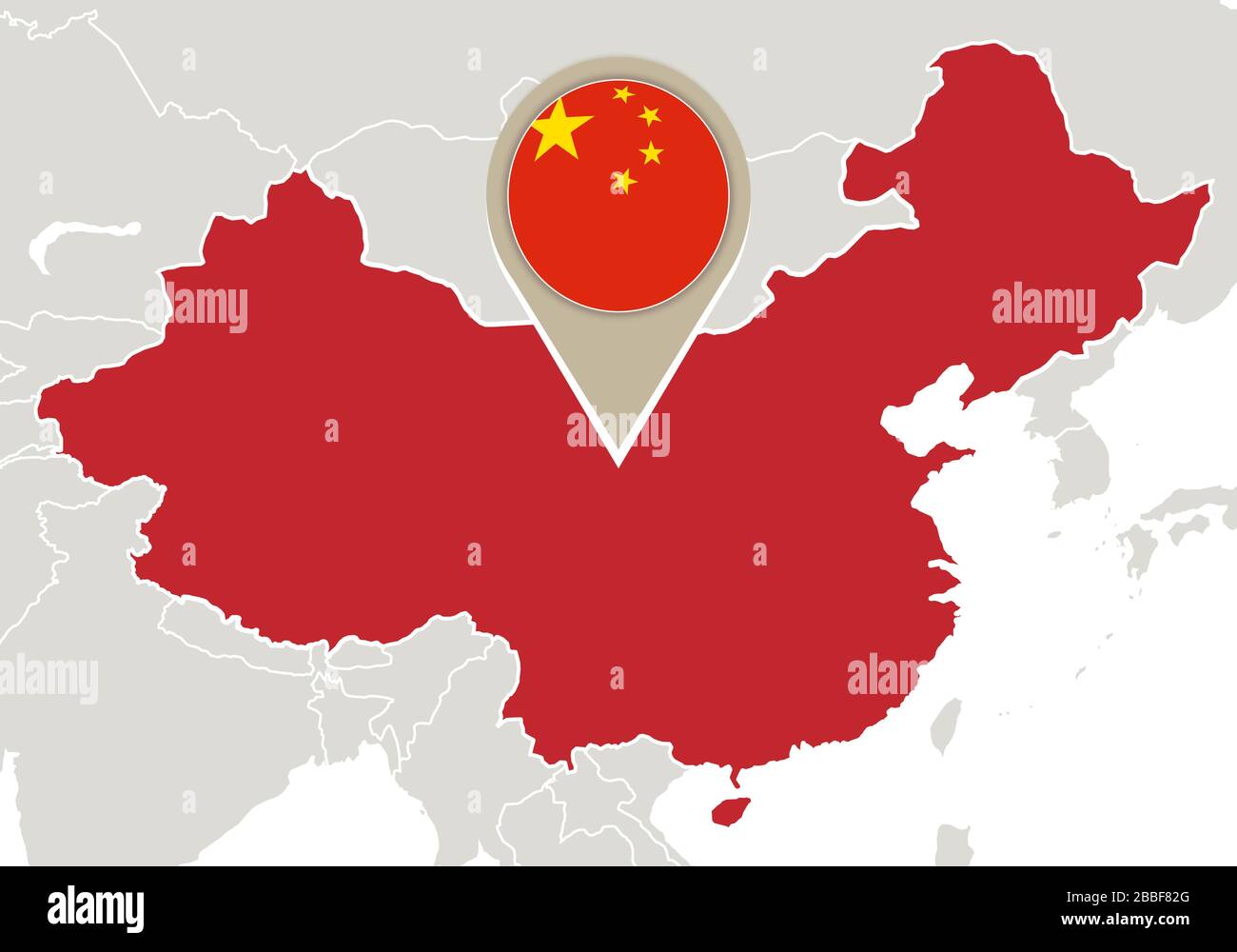 Map with highlighted China map and flag Stock Vector Image & Art - Alamy