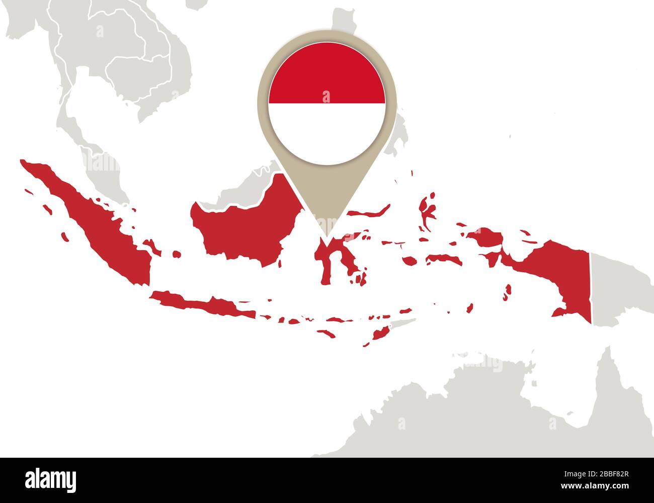 Map with highlighted Indonesia map and flag Stock Vector Image & Art ...