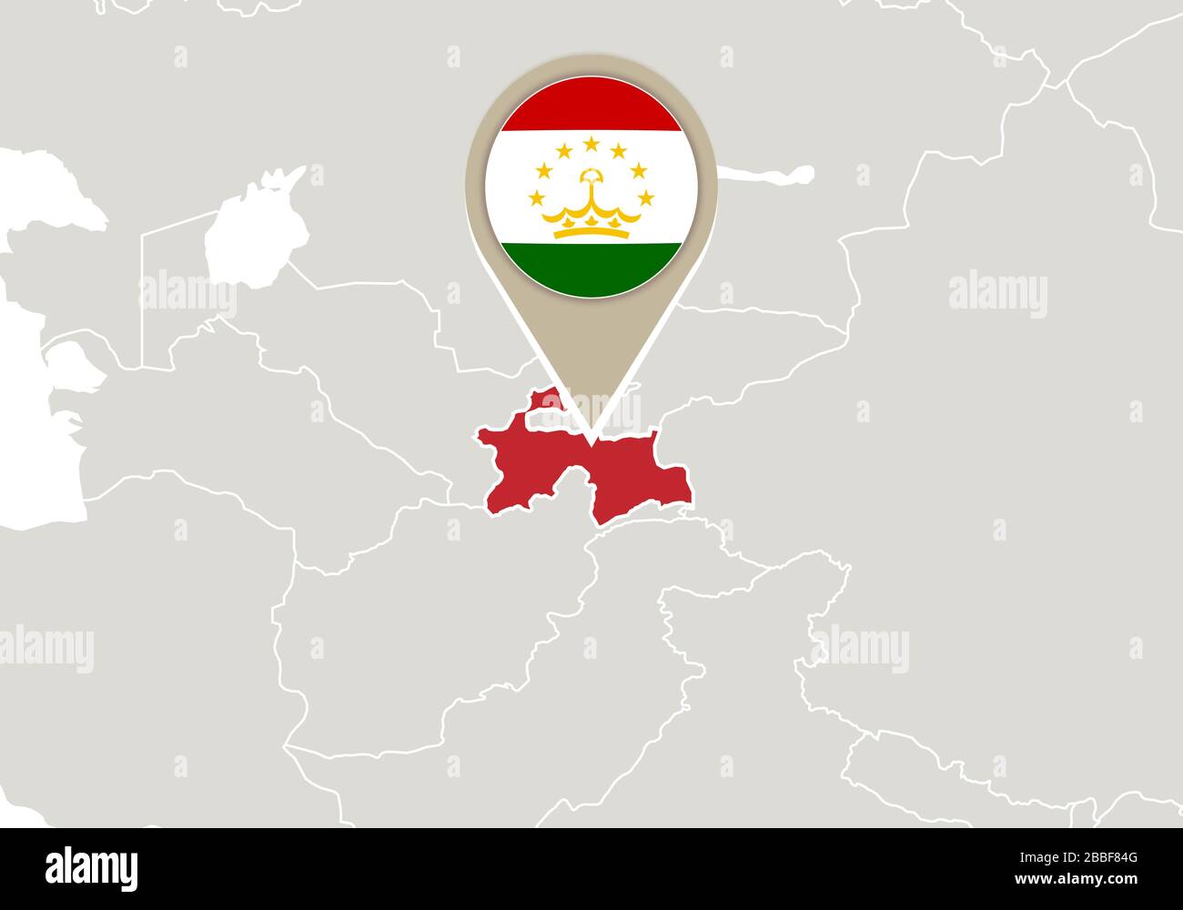 Tajikistan map with flag Stock Vector Images - Alamy