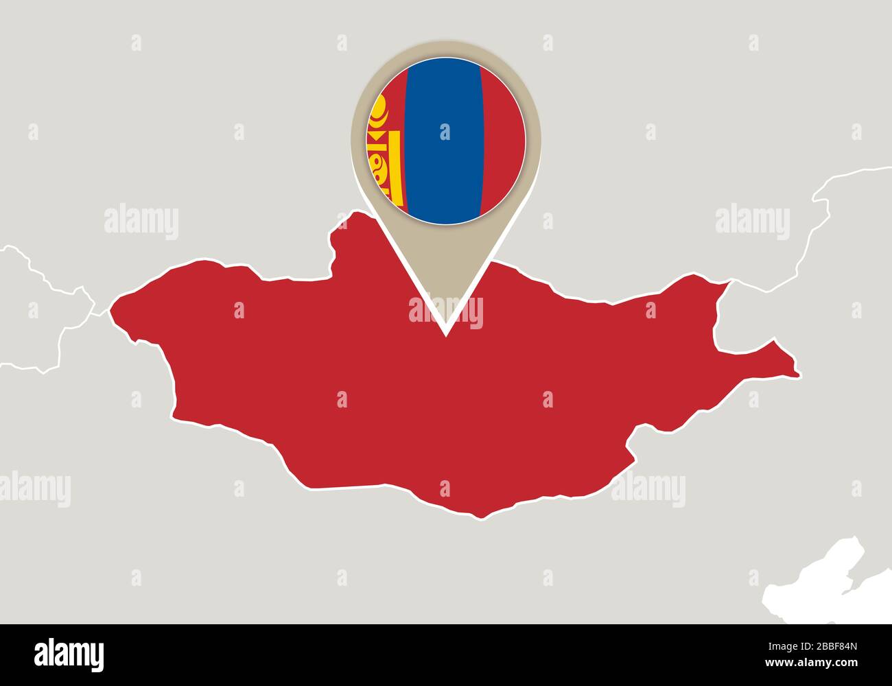 Map with highlighted Mongolia map and flag Stock Vector Image & Art - Alamy